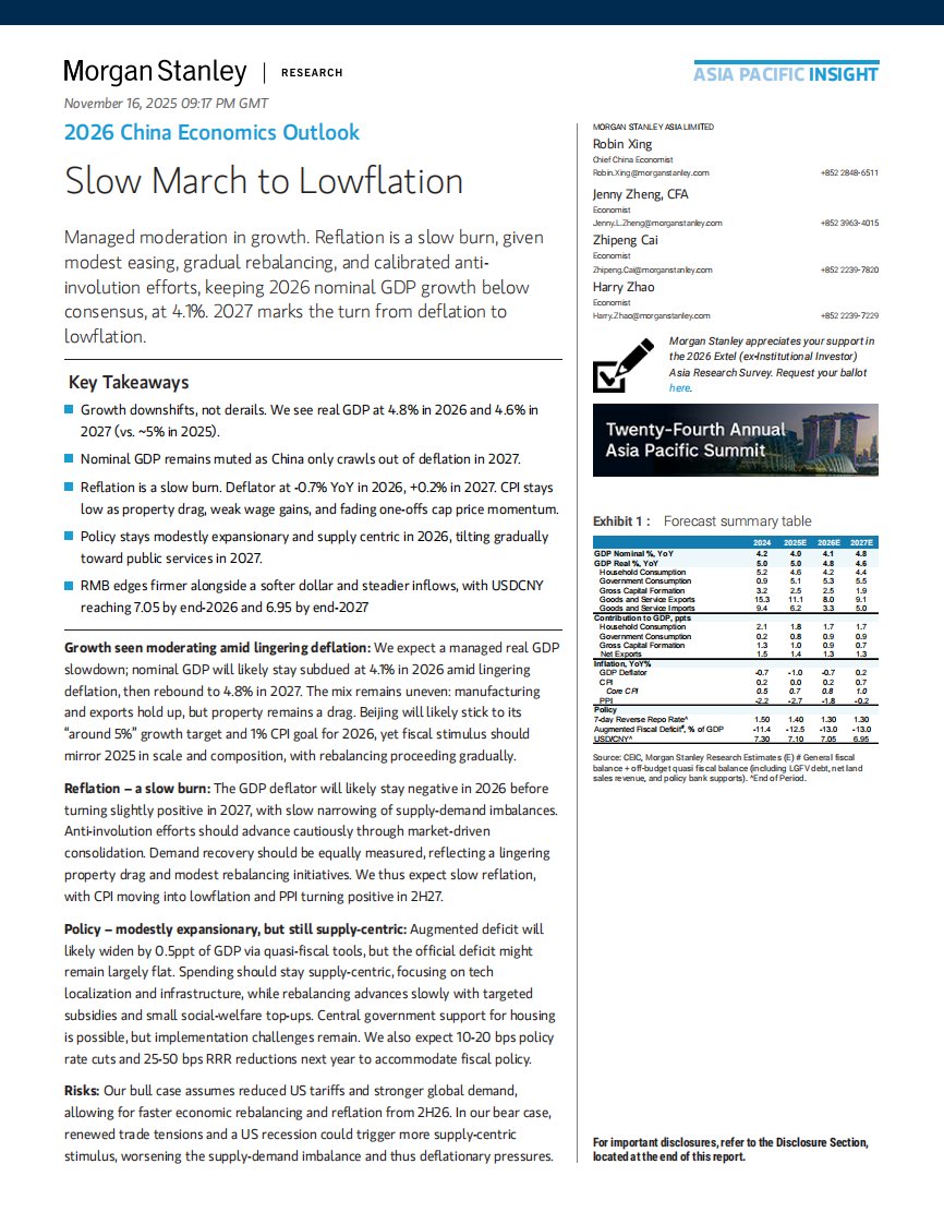 2026年中国经济展望：缓慢迈向低通胀（英文版）-Morgan Stanley-2025.11.16-19页_行业报告_菜根智库